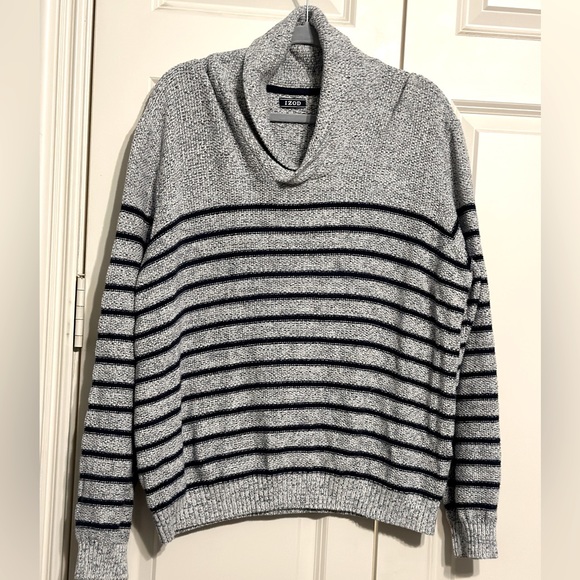 Izod | Sweaters | Izod Mens Sweater Gray With Blue Stripes Size Xxl ...